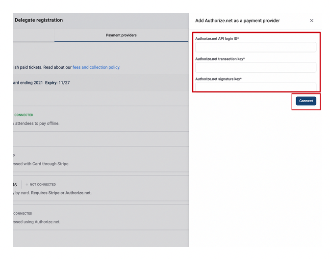 How to set up payment providers for delegate registration